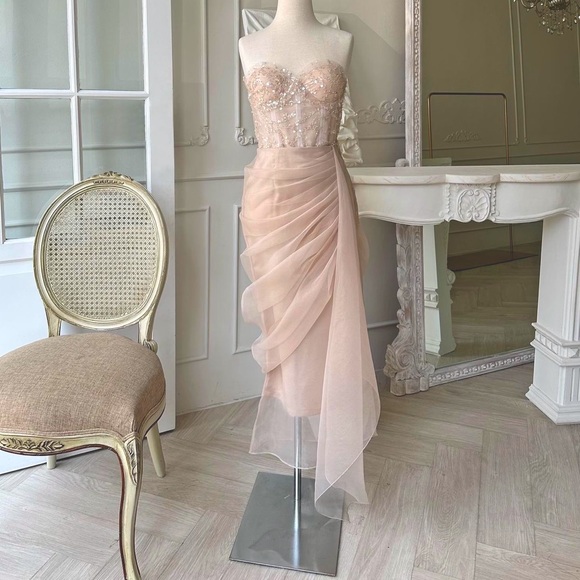 Touch up atelier | Dresses | Aurora Set In Nude Bustier Top And Tulle ...